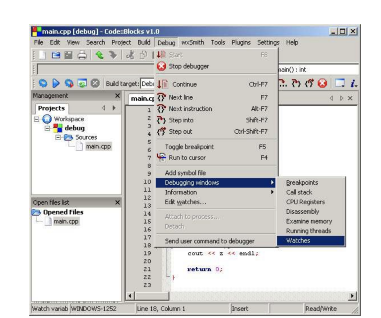 The basics of debugging in Code::Blocks - Softonic