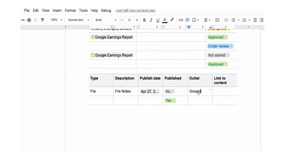 Plantillas para tablas y menús desplegables en Google Docs - Softonic