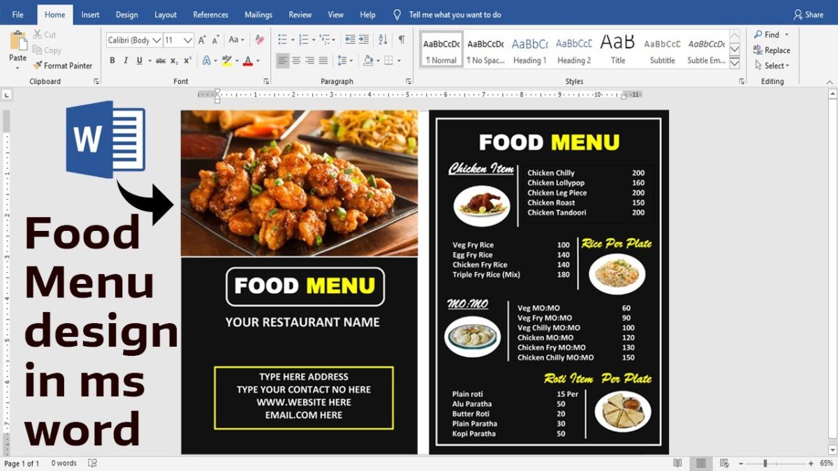 How to Create a Restaurant Menu in Microsoft Word in 4 Easy Steps ...