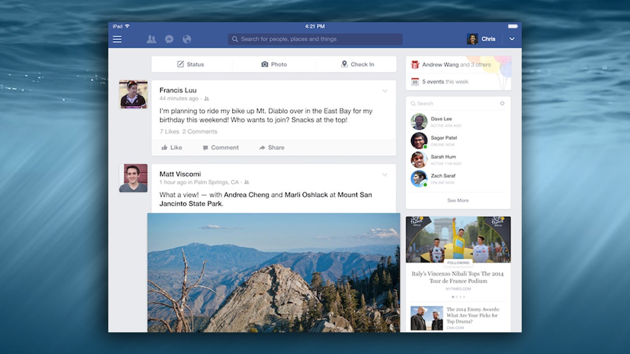 Facebook for iPad now works like the website - Softonic