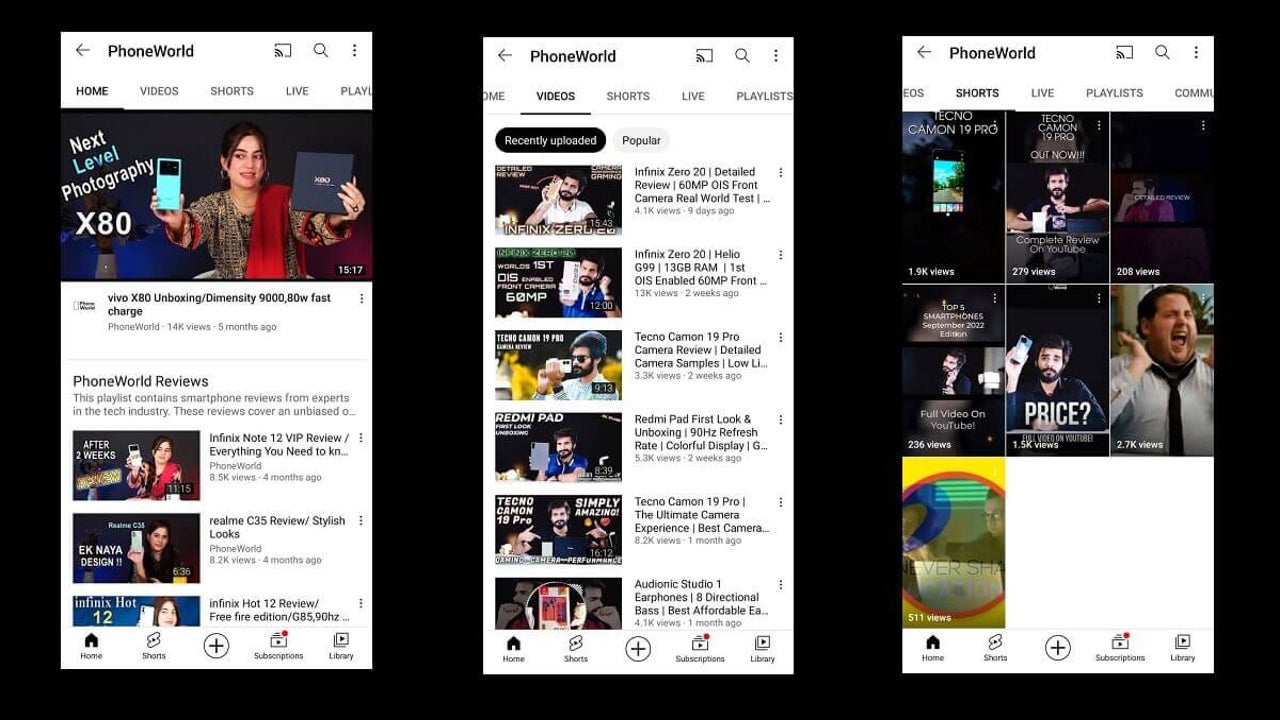 YouTube brings separate tabs for Shorts, Live Streams, and videos - Softonic